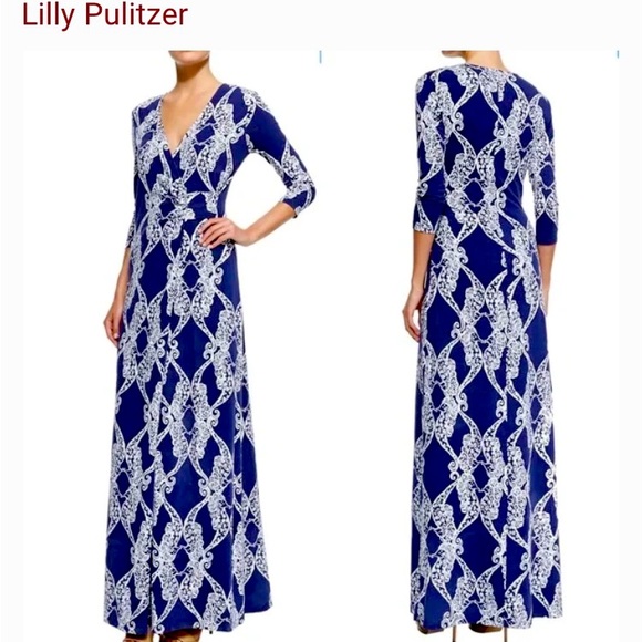 Lilly Pulitzer | Dresses | Lilly Pulitzer Yvette Maxi Dress Ms Behave Nwt Size Large Faux Wrap ...
